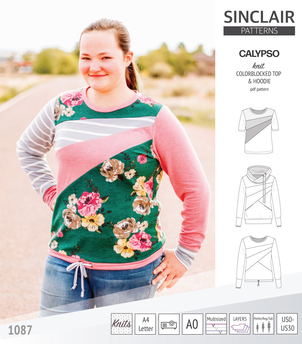 Calypso colorblocked top and hoodie for women (PDF) – Sinclair Patterns