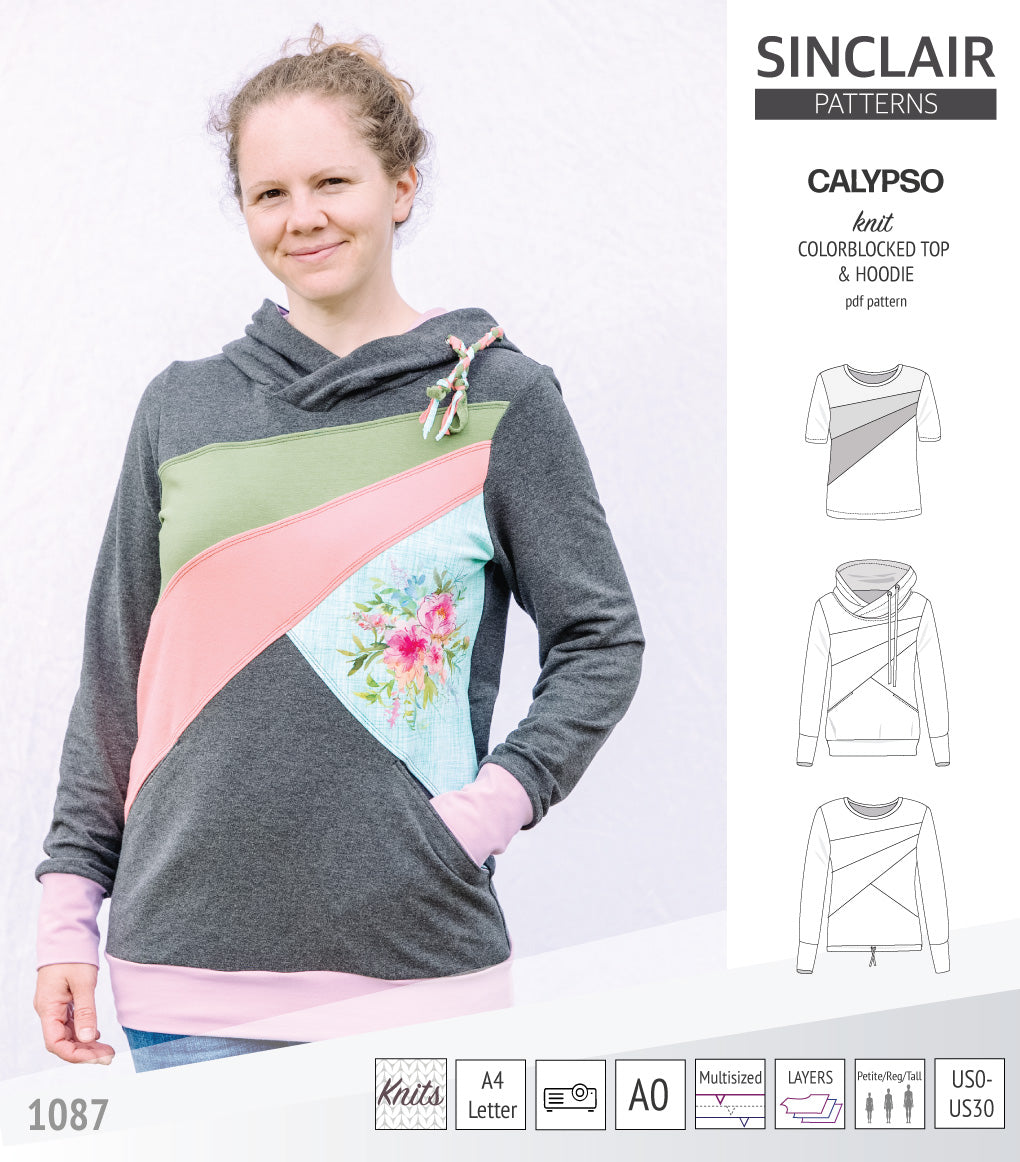 Calypso colorblocked top and hoodie for women (PDF) – Sinclair Patterns
