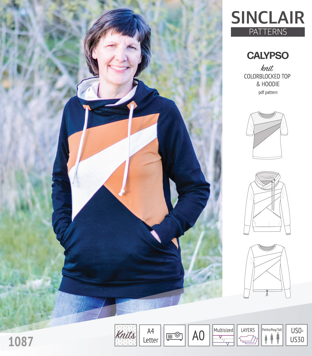 Calypso colorblocked top and hoodie for women (PDF) – Sinclair Patterns