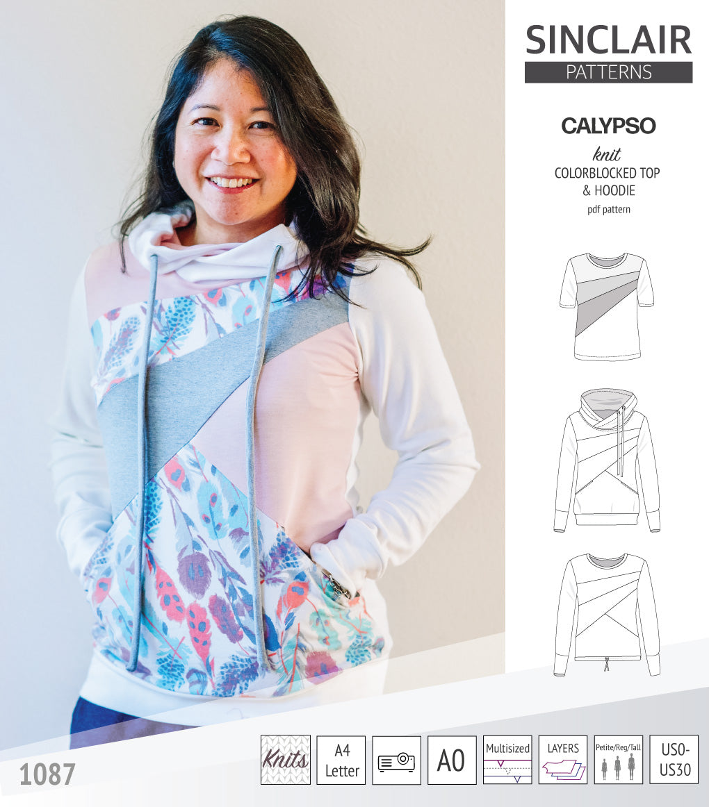 Calypso colorblocked top and hoodie for women (PDF) – Sinclair Patterns