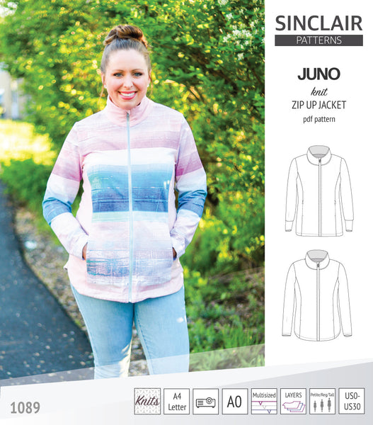 Juno knit zip up fleece style jacket with pockets (PDF) - Sinclair Patterns