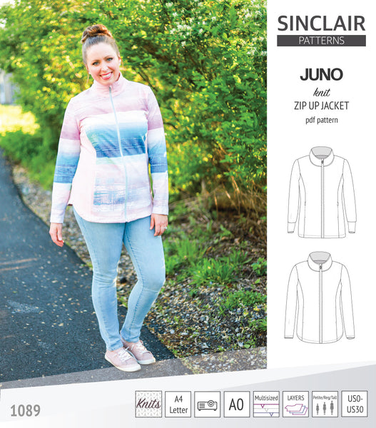 Juno knit zip up fleece style jacket with pockets (PDF) - Sinclair Patterns