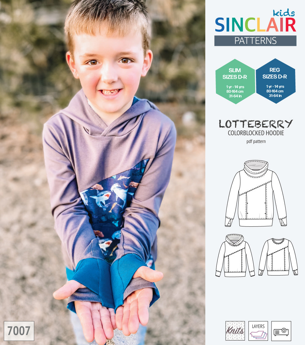 Lotteberry coloblocked hoodie and sweater for children (PDF SEWING PATTERN) – Sinclair Patterns