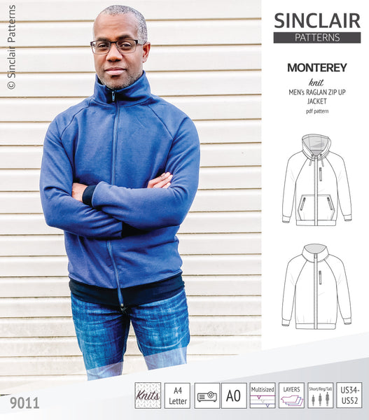 Monterey zippered knit raglan jacket for men (PDF) - Sinclair Patterns