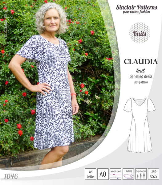 Claudia godet style knit dress with flutter sleeves (PDF) - Sinclair ...