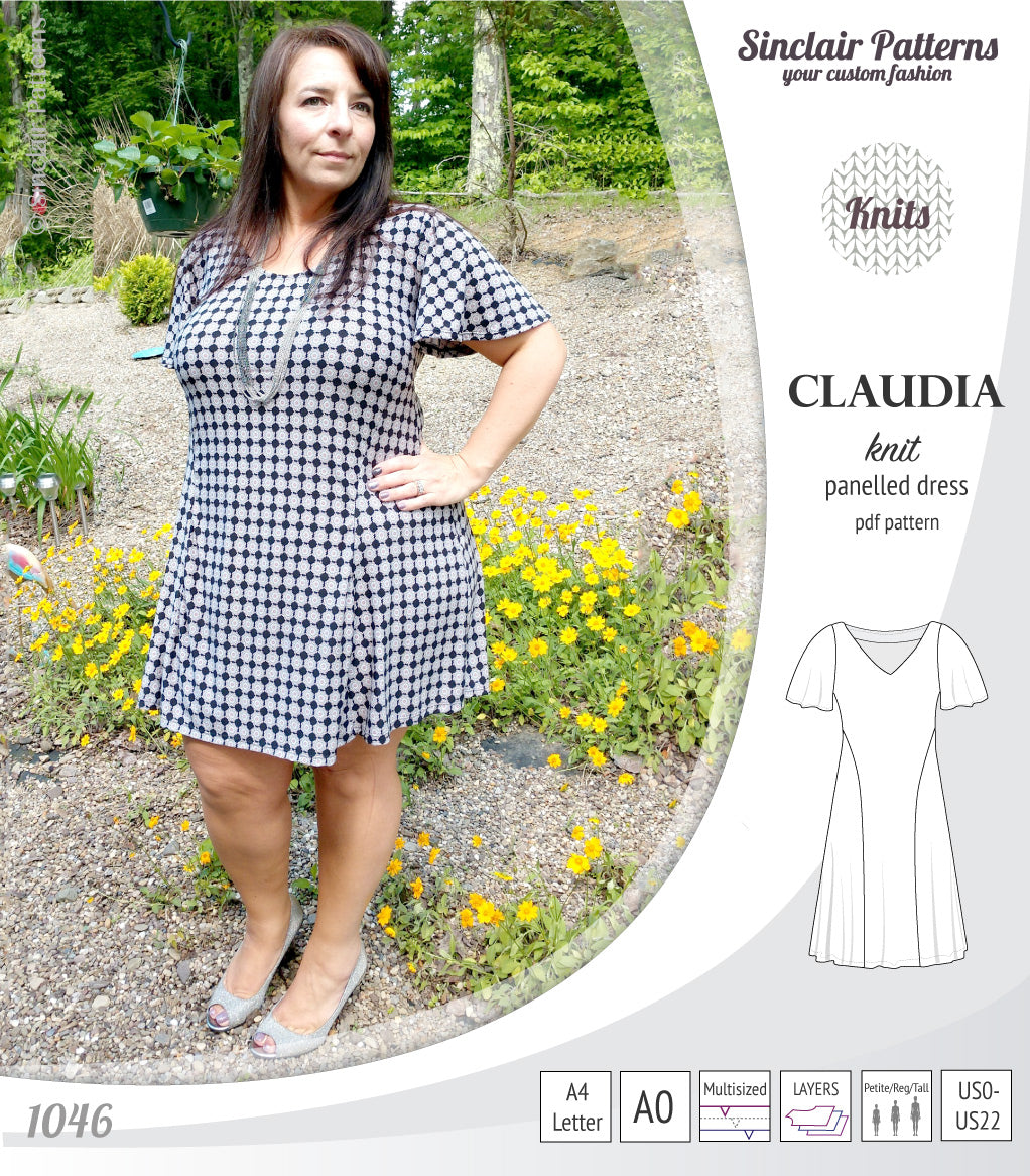 Claudia godet style knit dress with flutter sleeves (PDF) – Sinclair ...