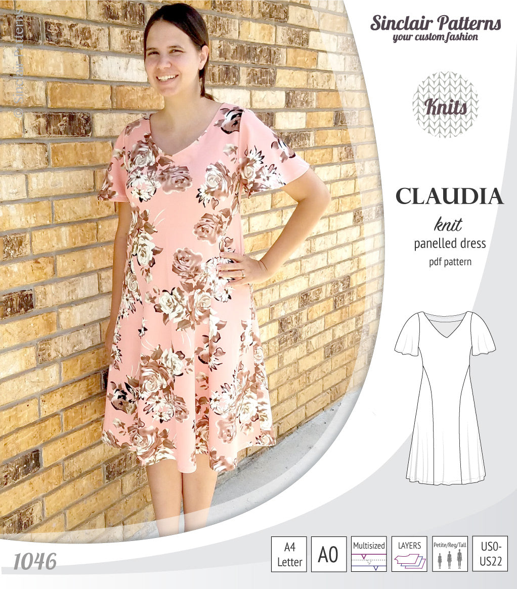 Claudia godet style knit dress with flutter sleeves (PDF) – Sinclair ...