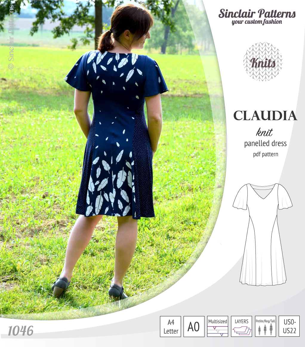 Claudia godet style knit dress with flutter sleeves (PDF) – Sinclair ...