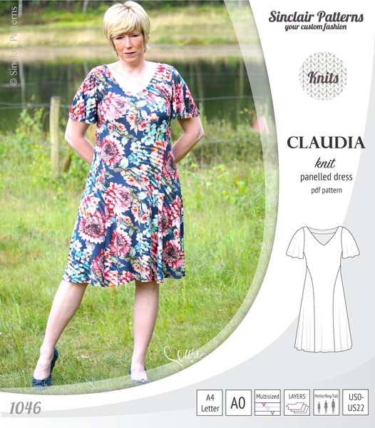 Claudia godet style knit dress with flutter sleeves (PDF) - Sinclair ...