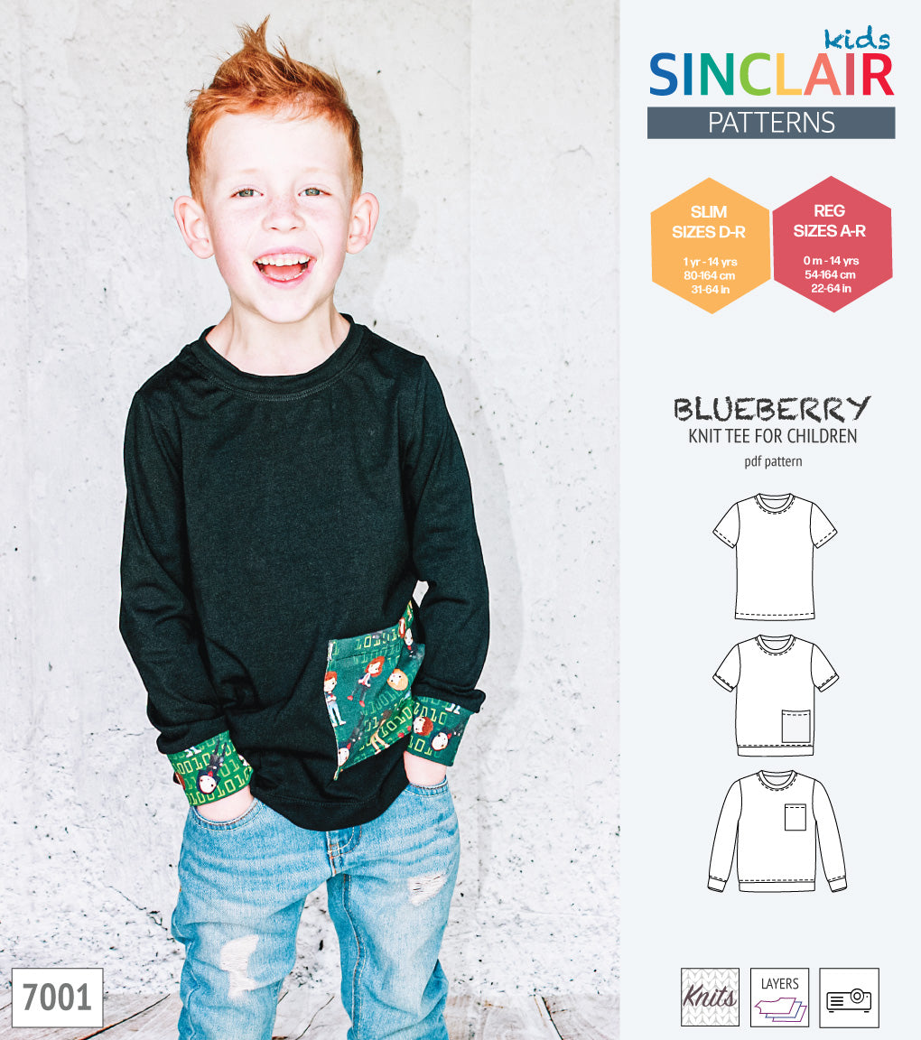 Blueberry classic knit tee with pockets for children (PDF SEWING ...