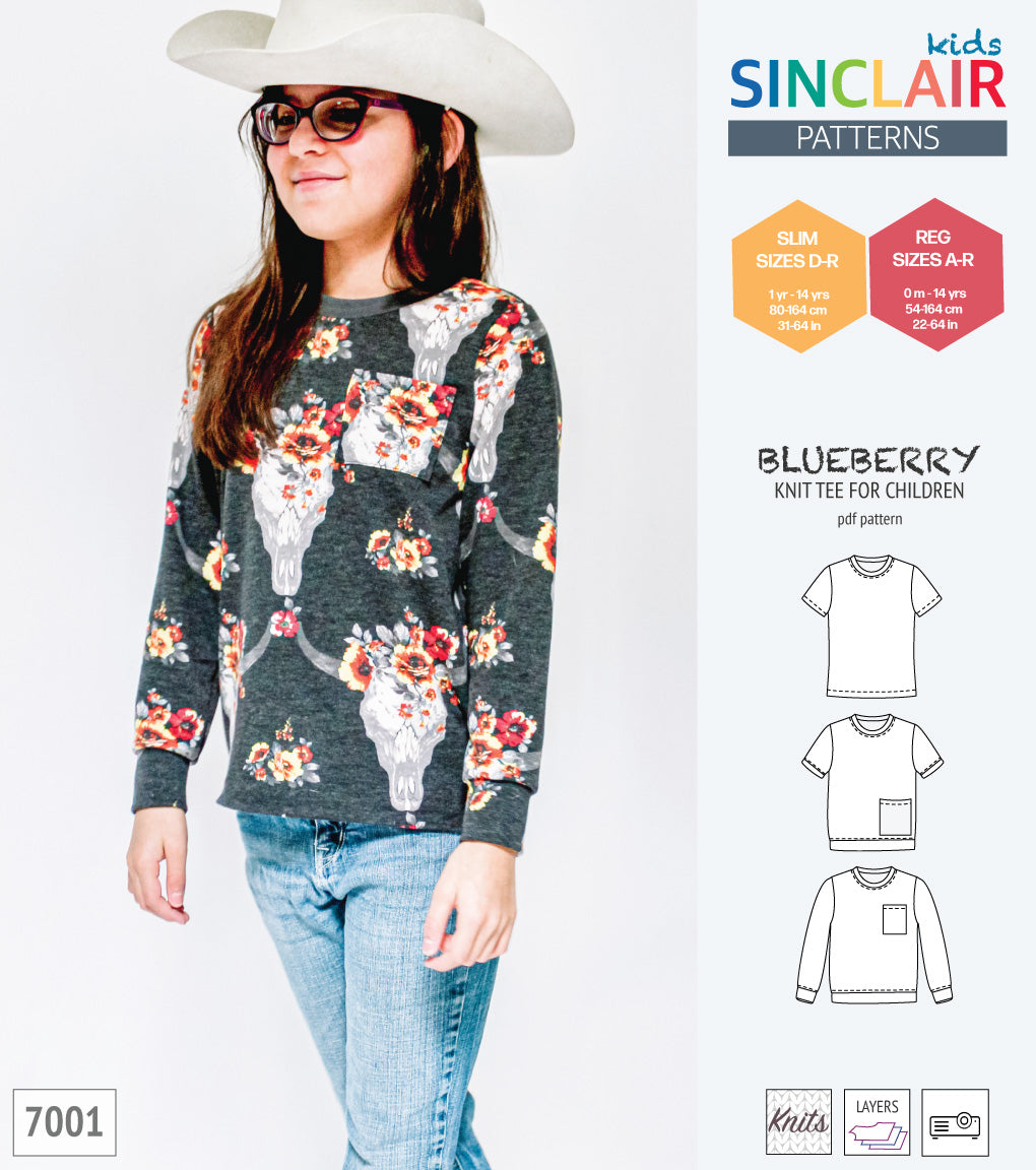 Blueberry classic knit tee with pockets for children (PDF SEWING ...