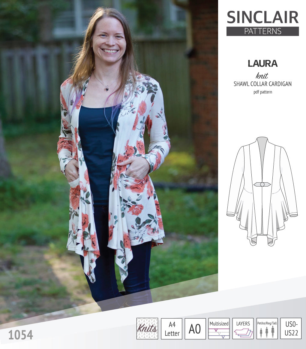 Laura relaxed fit shawl collar cardigan (PDF) – Sinclair Patterns