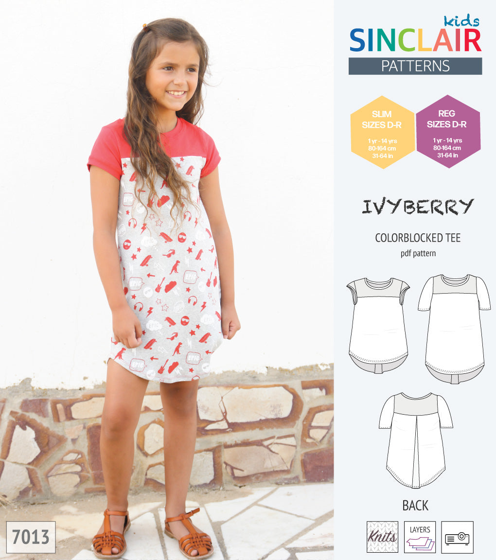 Ivyberry colorblocked tee, t shirt dress for children pdf sewing ...
