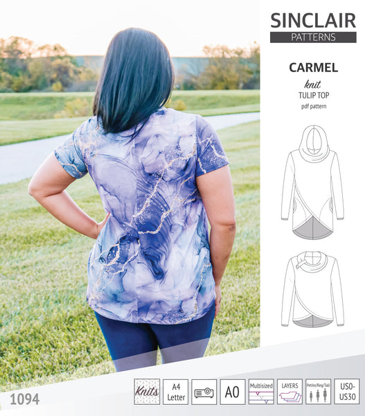 Carmel knit tulip style top with a cowl or a hood and pockets pdf ...