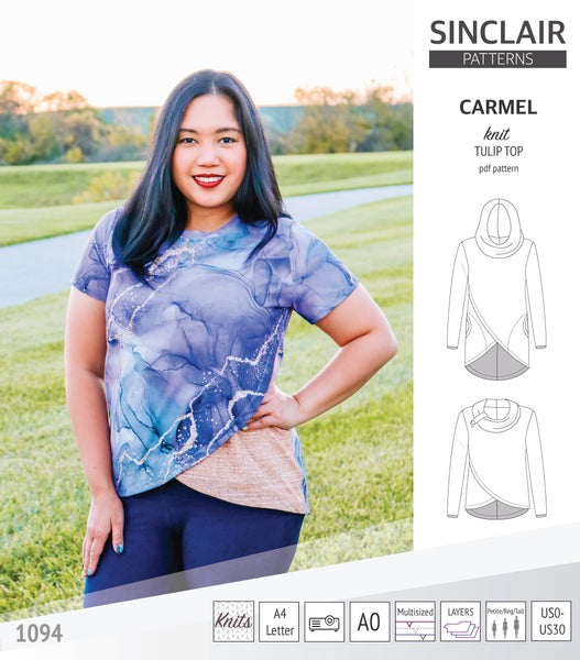 Carmel knit tulip style top with a cowl or a hood and pockets pdf ...