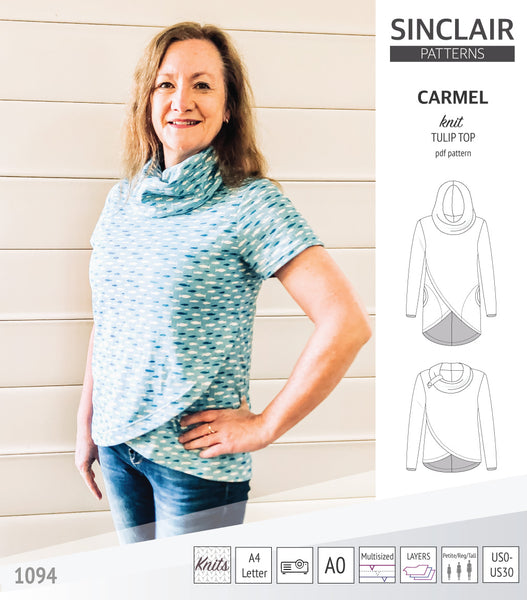 Carmel knit tulip style top with a cowl or a hood and pockets pdf ...