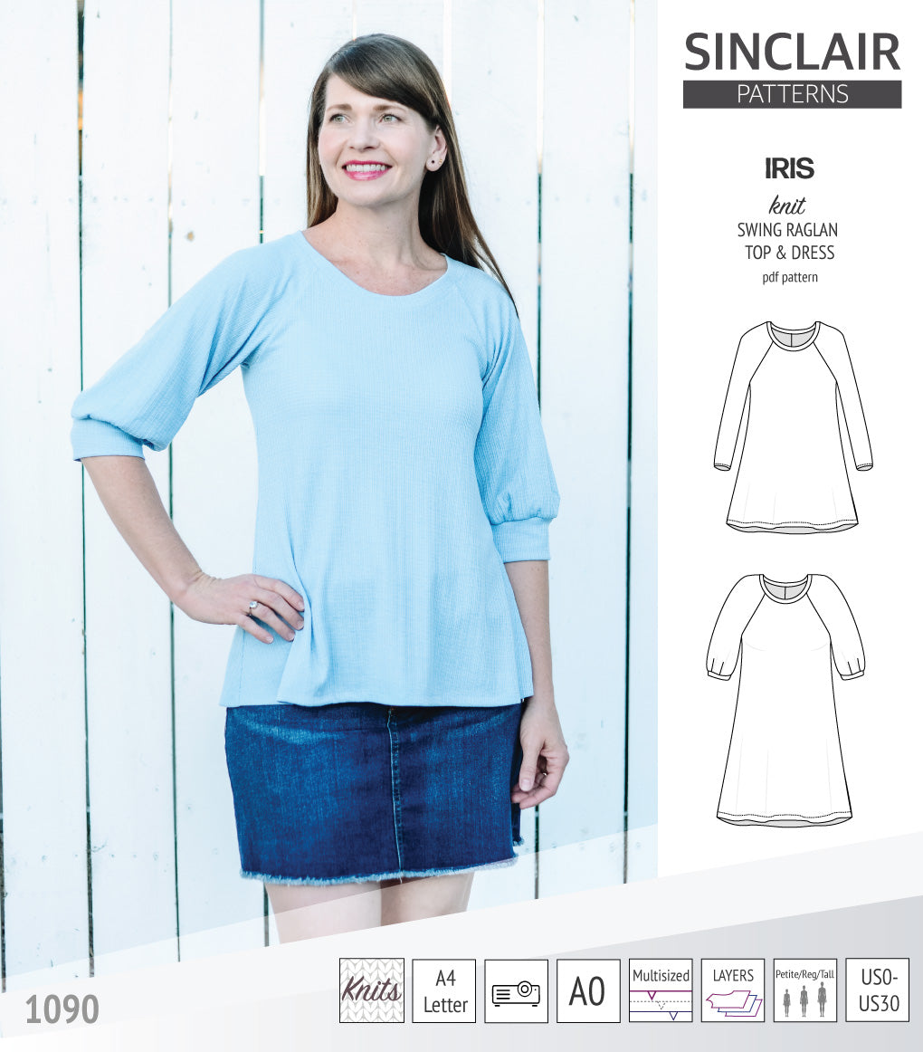 Iris raglan swing top, tunic and dress for knit fabrics (PDF ...