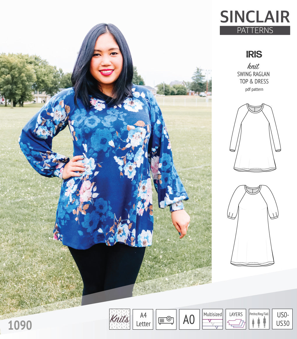 Iris raglan swing top, tunic and dress for knit fabrics (PDF ...