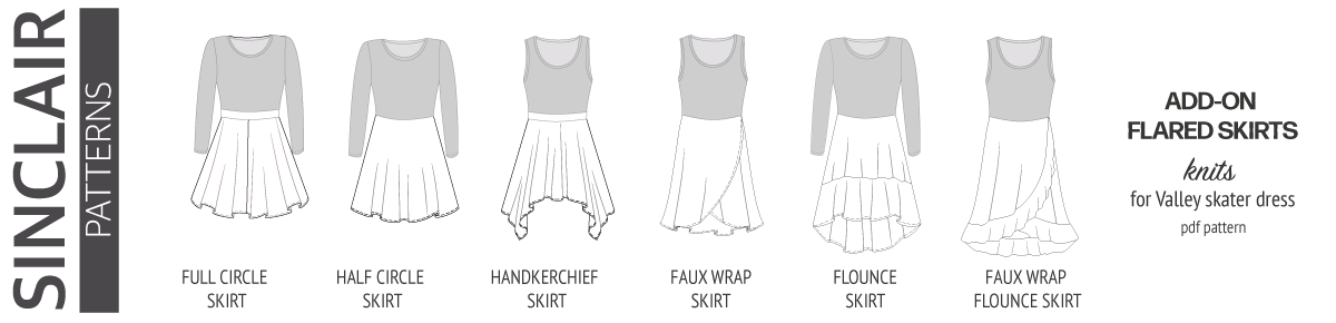 ADD-ON Flared skirts for Valley skater dress (PDF) – Sinclair Patterns