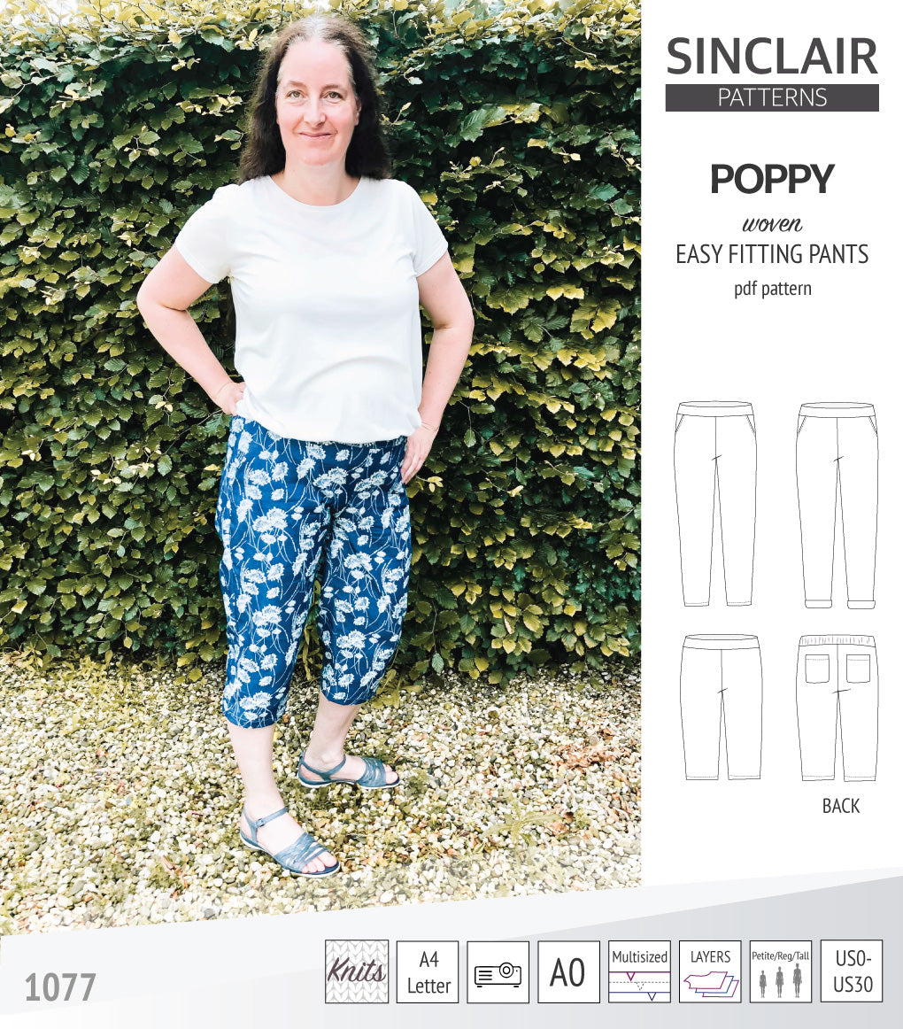 Poppy easy fitting pants with pockets for woven fabrics (PDF sewing ...