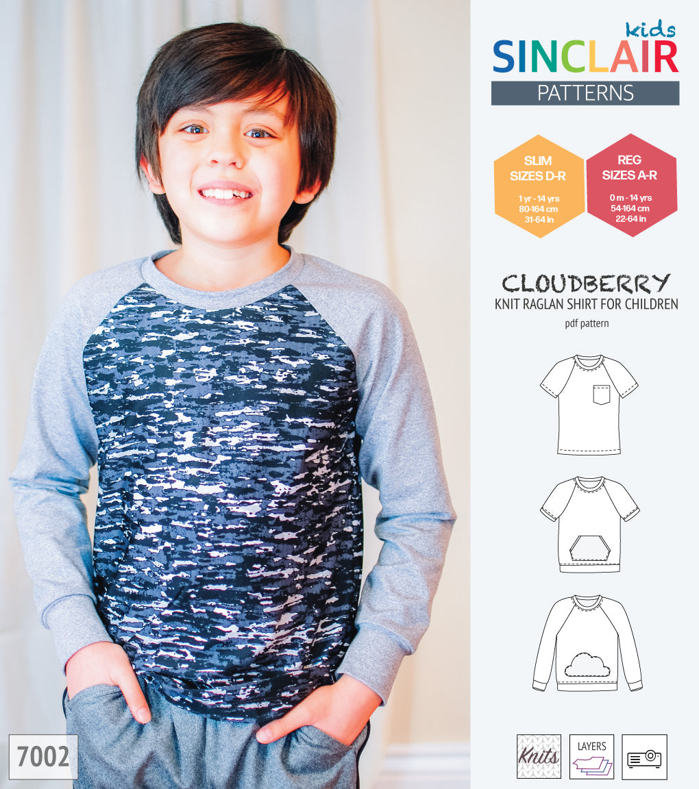Cloudberry knit raglan shirt for children (PDF SEWING PATTERN) – Sinclair Patterns