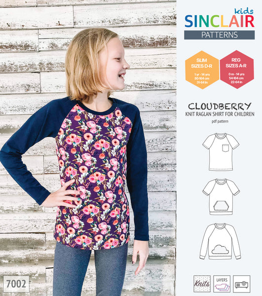 Cloudberry knit raglan shirt for children (PDF SEWING PATTERN) - Sinclair Patterns