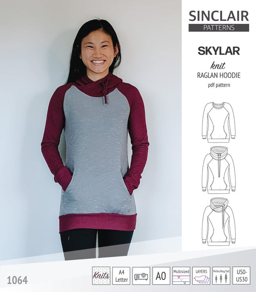 Skylar knit raglan hoodie (PDF) - Sinclair Patterns