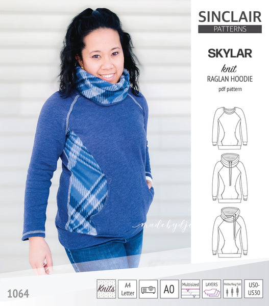 Skylar knit raglan hoodie (PDF) - Sinclair Patterns