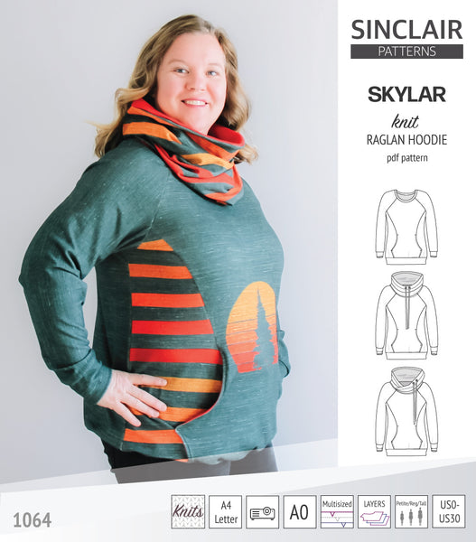 Skylar knit raglan hoodie (PDF) - Sinclair Patterns