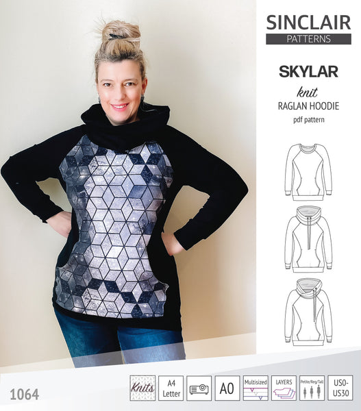 Skylar knit raglan hoodie (PDF) - Sinclair Patterns