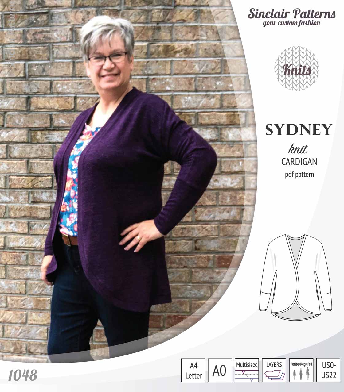 Sydney slim fit cocoon style knit cardigan(PDF) – Sinclair Patterns