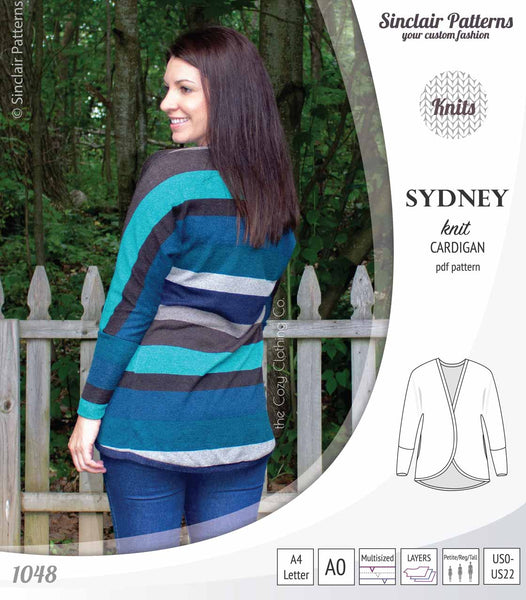 Sydney slim fit cocoon style knit cardigan(PDF) - Sinclair Patterns