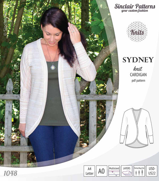 Sydney slim fit cocoon style knit cardigan(PDF) - Sinclair Patterns