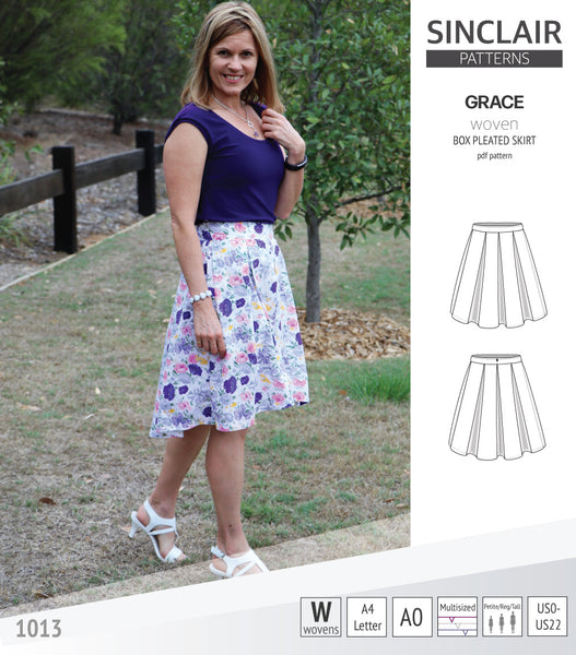 Grace box pleated lined woven skirt with pockets (PDF) - Sinclair Patterns
