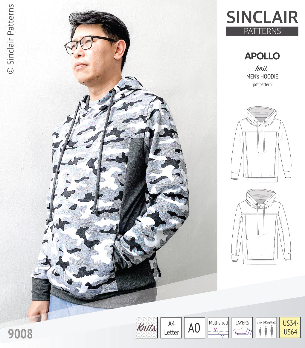 Apollo knit colorblocked hoodie for men (PDF) – Sinclair Patterns