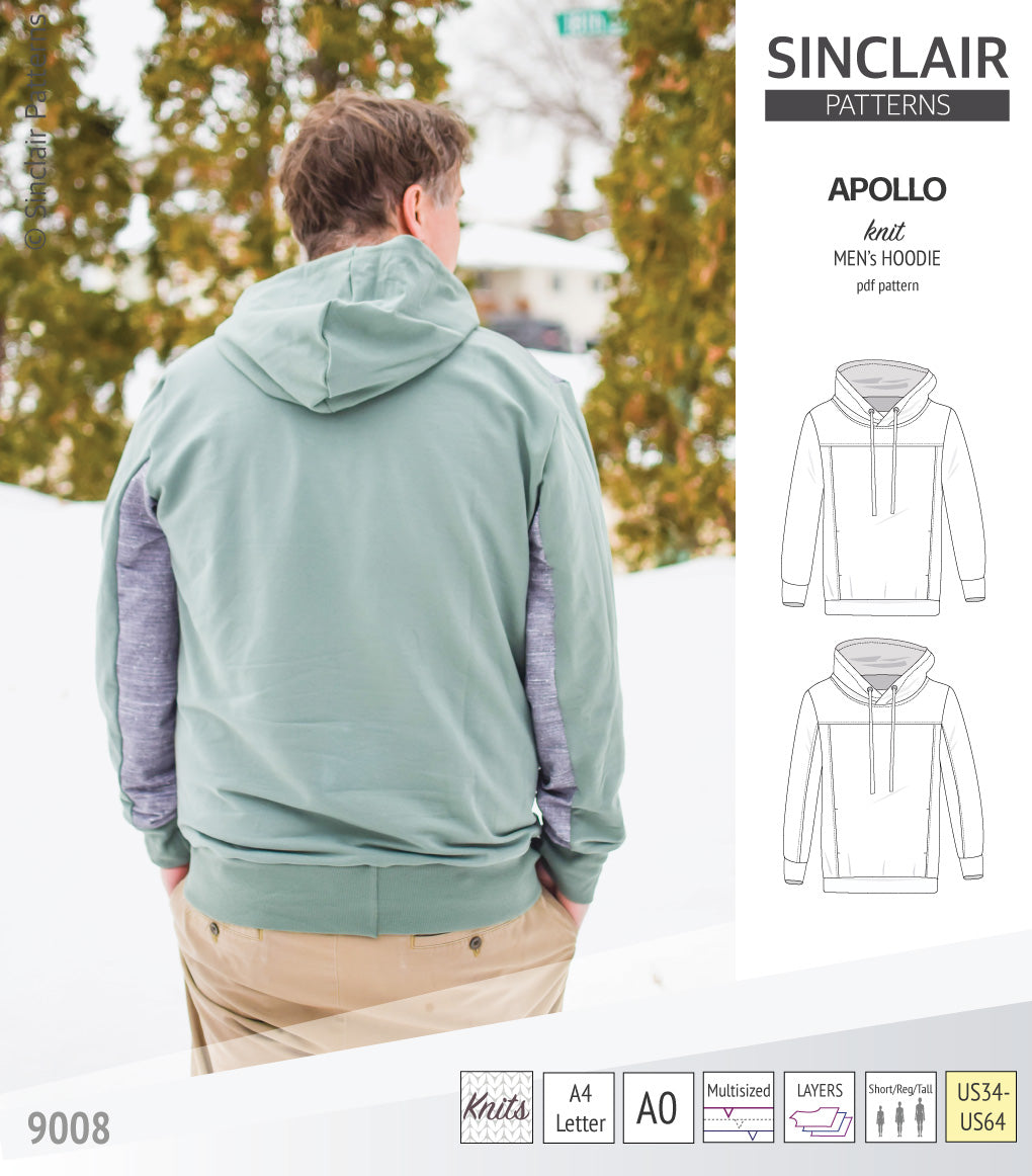 Apollo knit colorblocked hoodie for men (PDF) – Sinclair Patterns