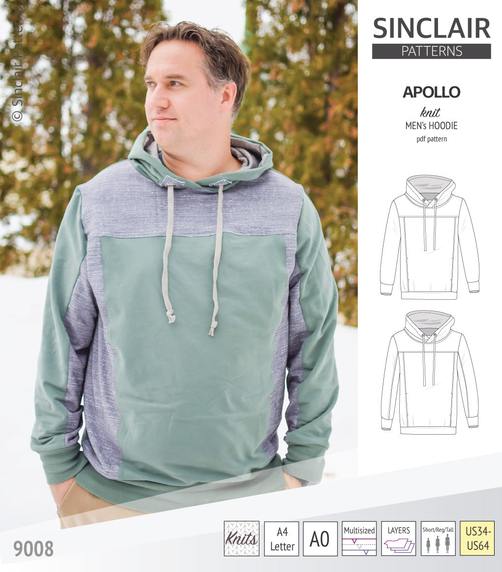 Apollo knit colorblocked hoodie for men (PDF) – Sinclair Patterns