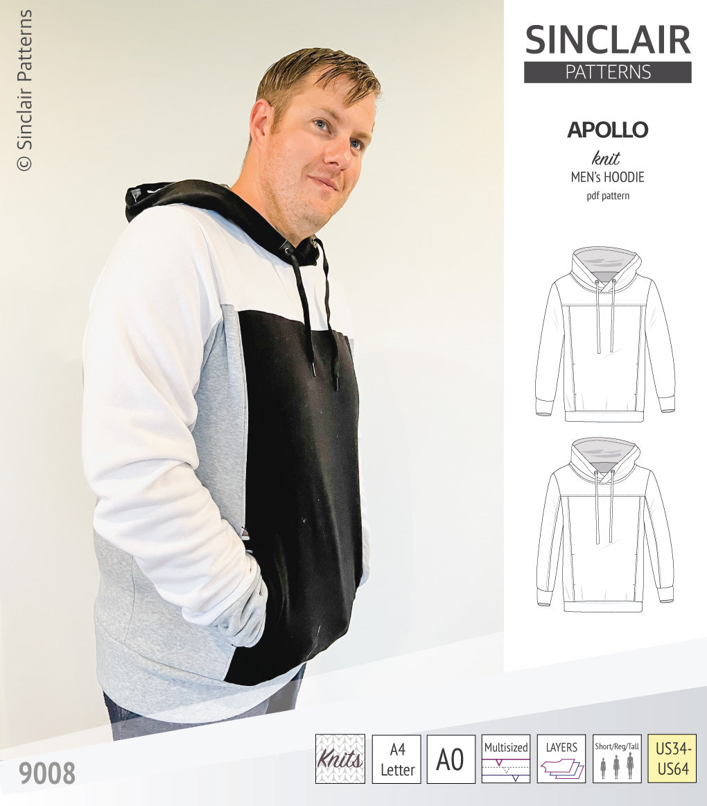 Apollo knit colorblocked hoodie for men (PDF) – Sinclair Patterns
