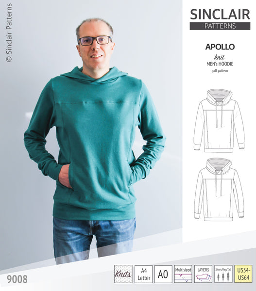 Apollo knit colorblocked hoodie for men (PDF) - Sinclair Patterns