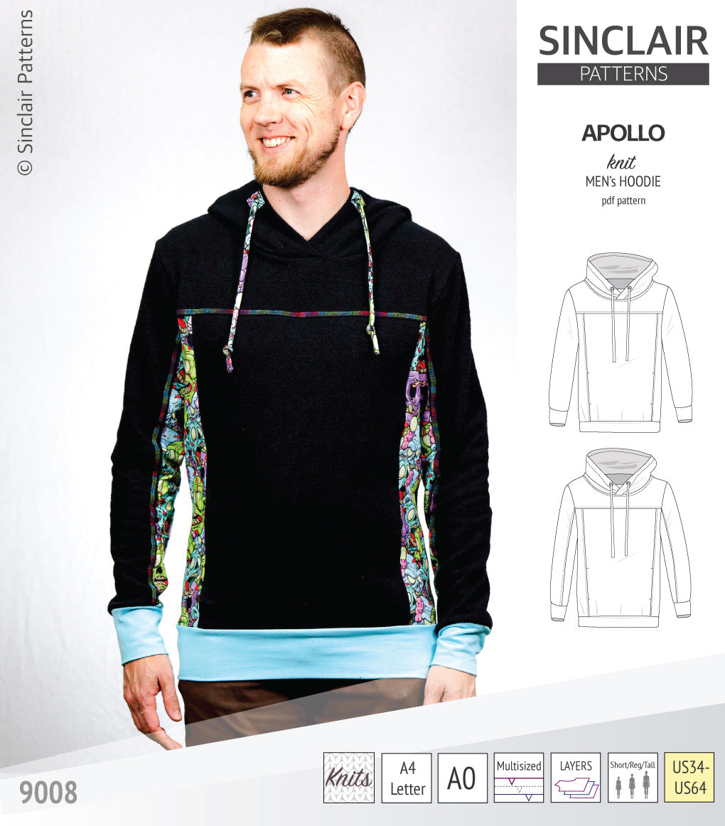 Apollo knit colorblocked hoodie for men (PDF) – Sinclair Patterns