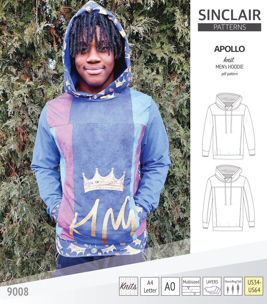 Apollo knit colorblocked hoodie for men (PDF) – Sinclair Patterns
