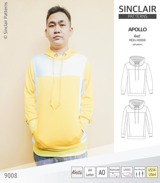 Apollo knit colorblocked hoodie for men (PDF) - Sinclair Patterns