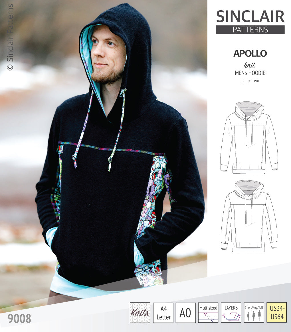 Apollo knit colorblocked hoodie for men (PDF) – Sinclair Patterns