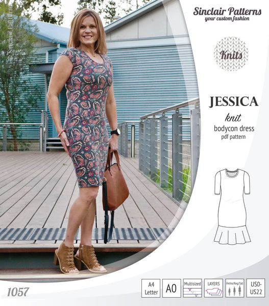 Jessica bodycon knit dress (PDF) - Sinclair Patterns