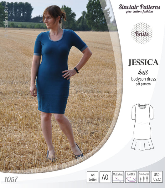 Jessica bodycon knit dress (PDF) - Sinclair Patterns