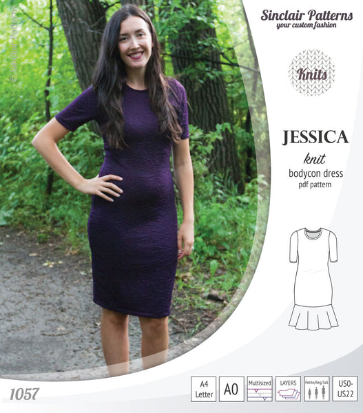 Jessica bodycon knit dress (PDF) - Sinclair Patterns
