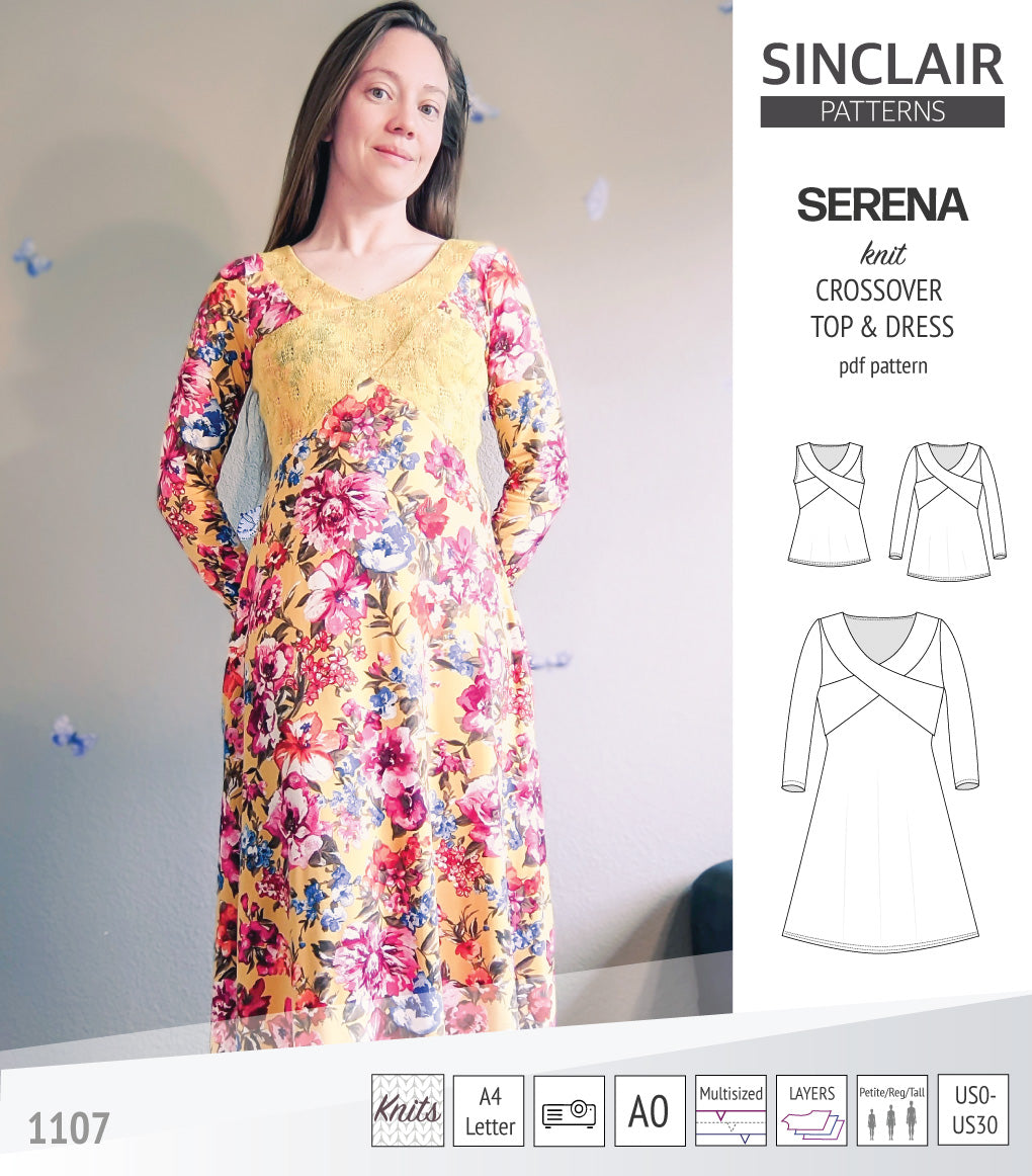 Serena crossover knit top and dress (PDF) – Sinclair Patterns