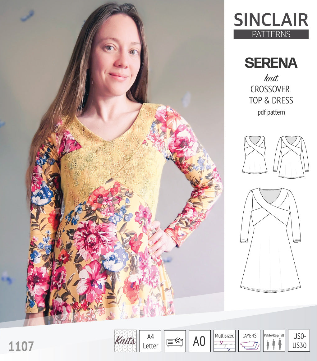 Serena crossover knit top and dress (PDF) – Sinclair Patterns