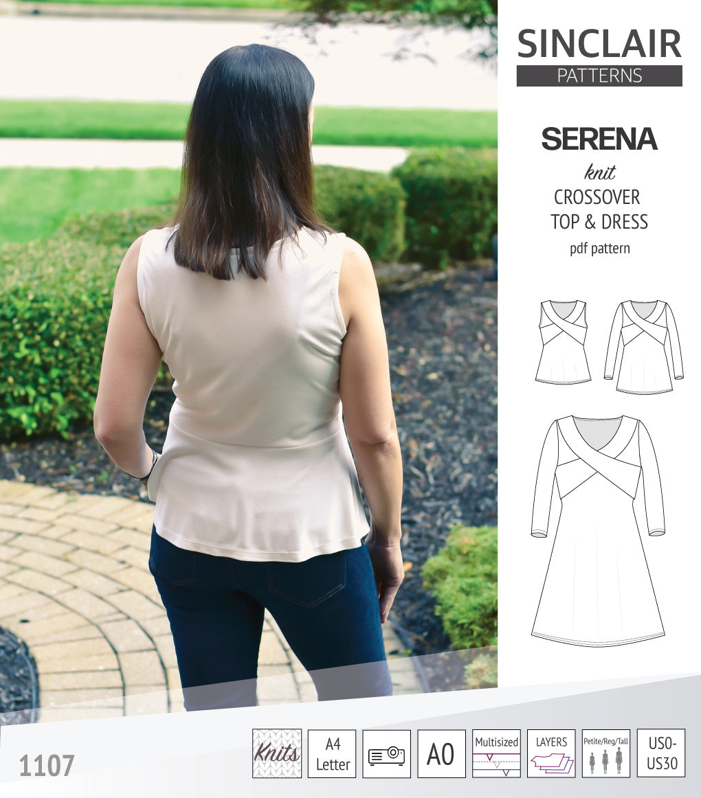 Serena crossover knit top and dress (PDF) – Sinclair Patterns