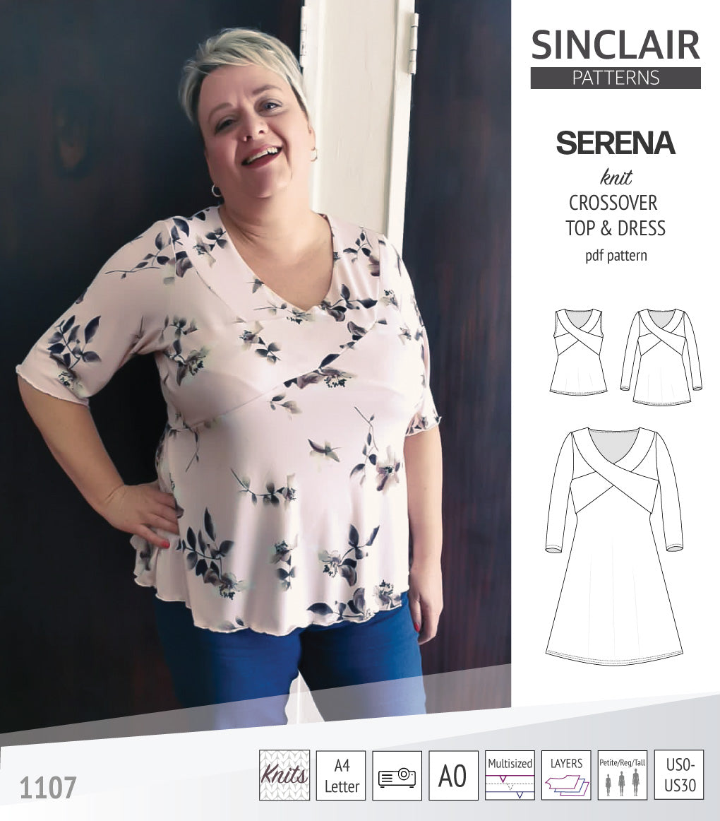 Serena crossover knit top and dress (PDF) – Sinclair Patterns